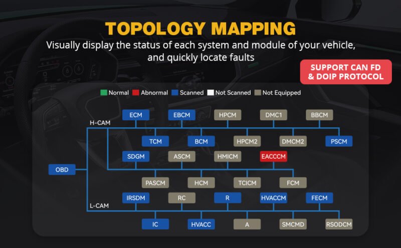 XTOOL D9 PRO Full Bi-Directional Diagnostic Tool Topology Map, ECU ...